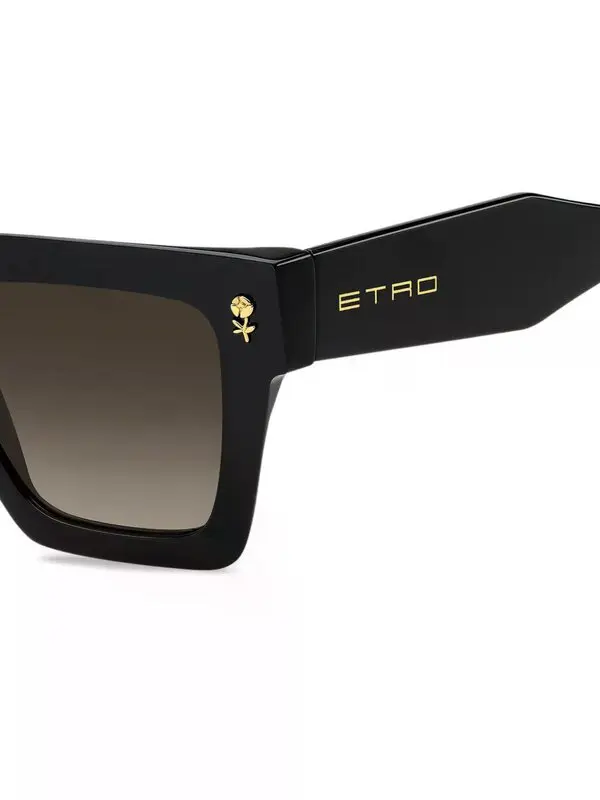 Etro Rose-embellished Square Sunglasses - Black