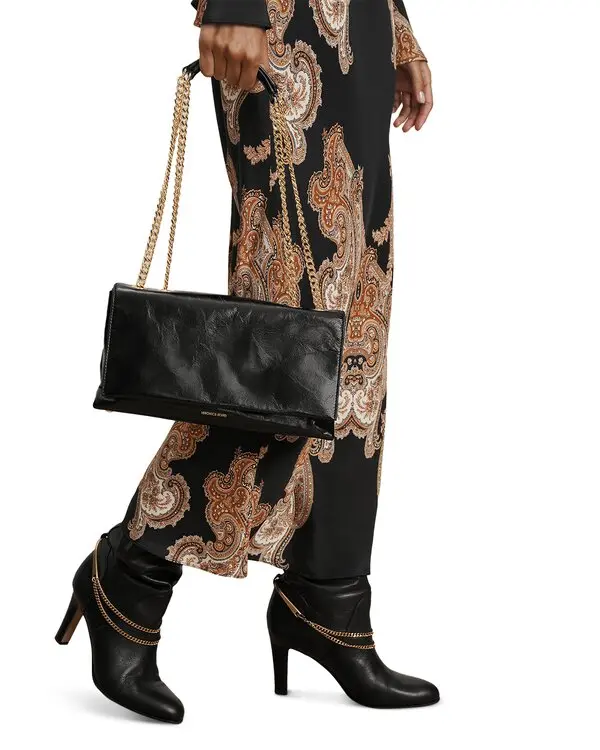 Veronica Beard Small Crinkle Leather Wedge Bag