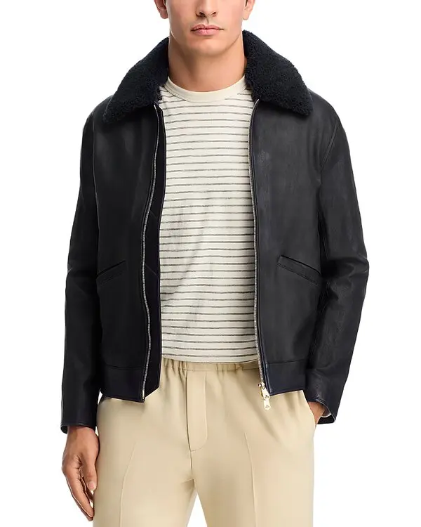Paul Smith Shearling Collar Leather Jacket