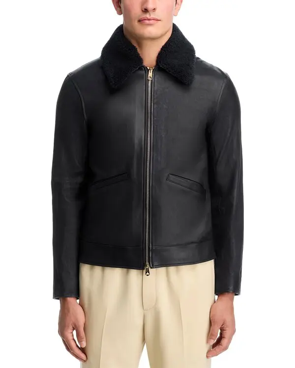 Paul Smith Shearling Collar Leather Jacket