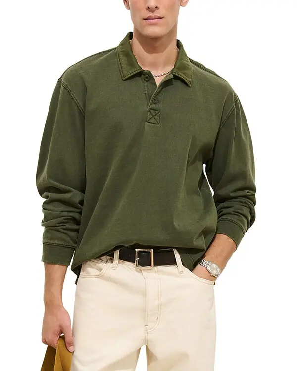 ALEX MILL Garment Dyed Rugby Shirt - Flight Green