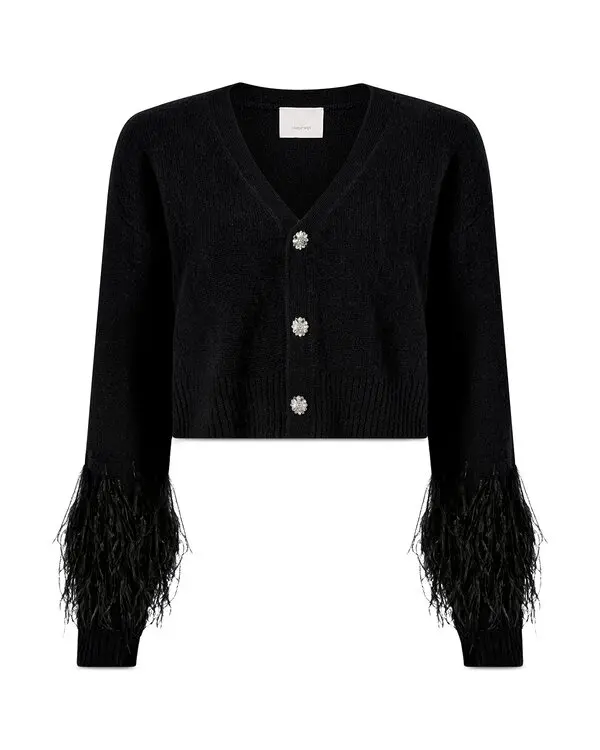Cinq À Sept Bria Feather Trim Cardigan