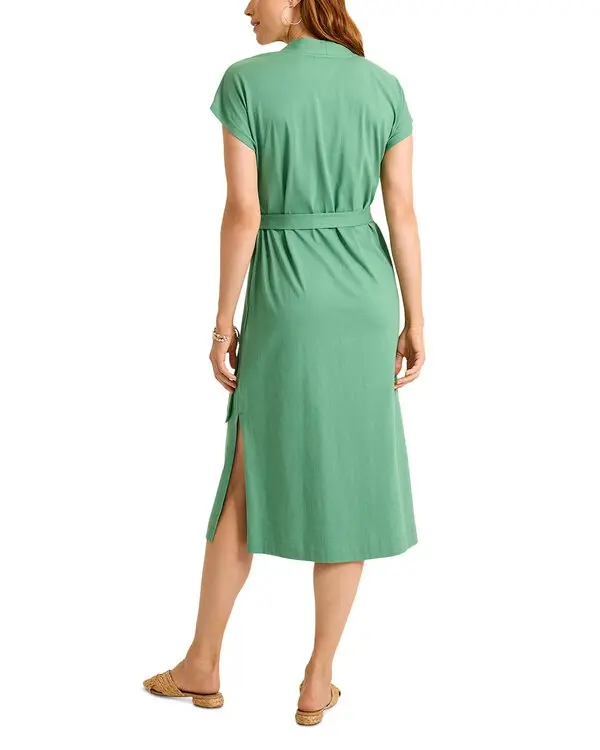 slim fit dress slacks Tommy Bahama Women's Two Palms Short-Sleeve Linen Collared Dress - Dark Fern