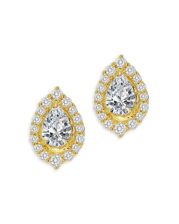 MOON & MEADOW 14k Yellow White Topaz Pear Halo Stud Earrings - Gold