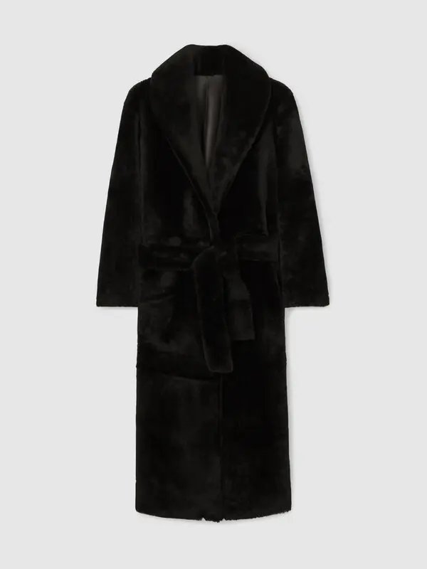 REISS Shearling Belted Coat