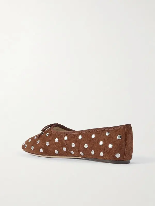 LOEFFLER RANDALL Landon Studded Suede Ballet Flats - Brown