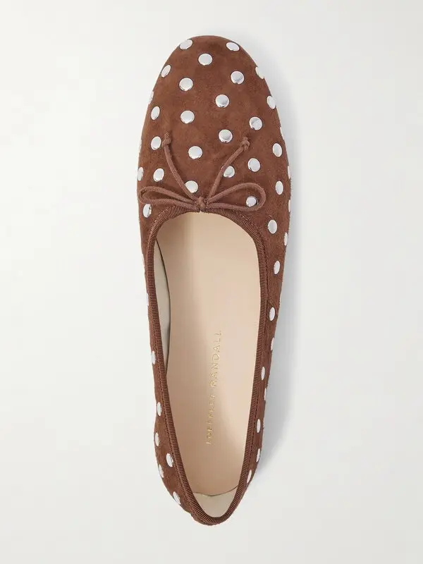 LOEFFLER RANDALL Landon Studded Suede Ballet Flats - Brown