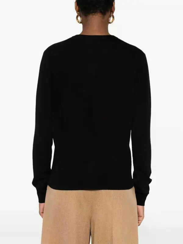 Soft Goat Crew Neck Cardigan - Black