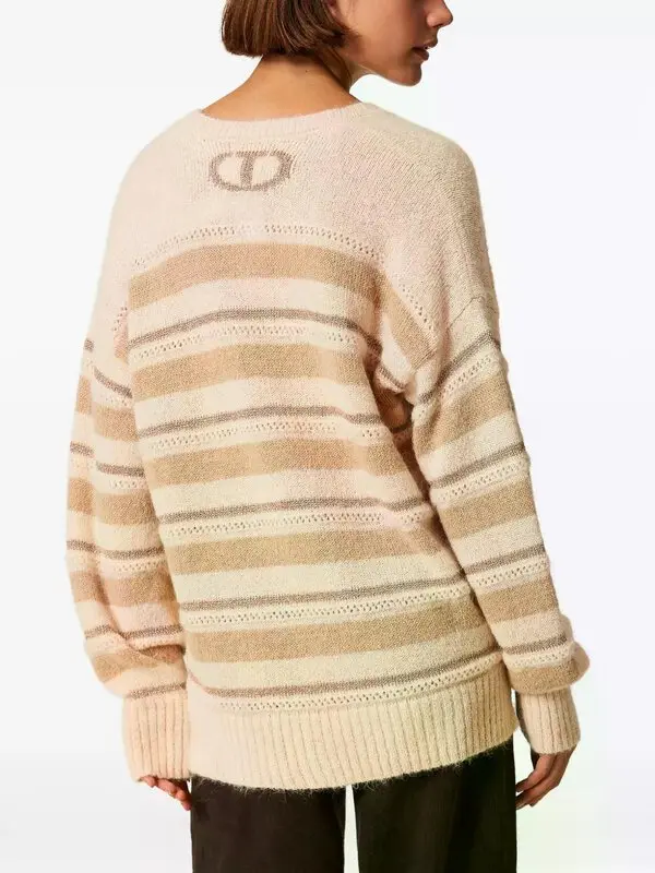 TWINSET Striped V-neck Sweater - Neutrals