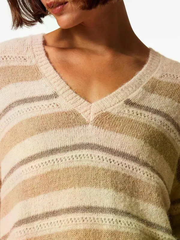 TWINSET Striped V-neck Sweater - Neutrals