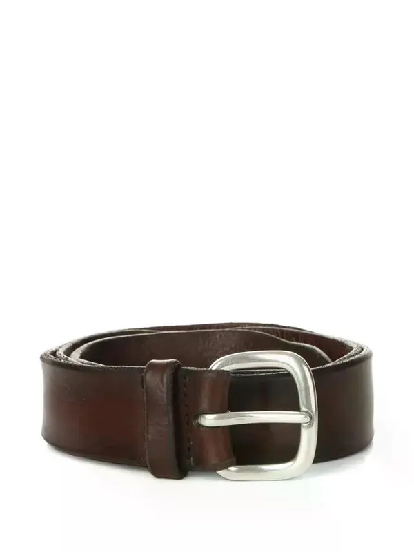 ORTIGNI Leather Buckle Belt - Brown