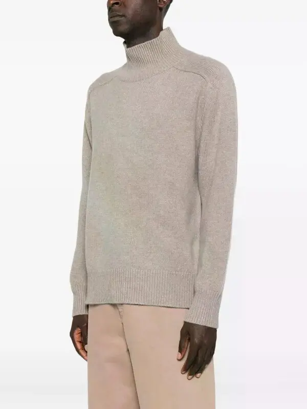 Soft Goat Funnel-neck Sweater - Neutrals
