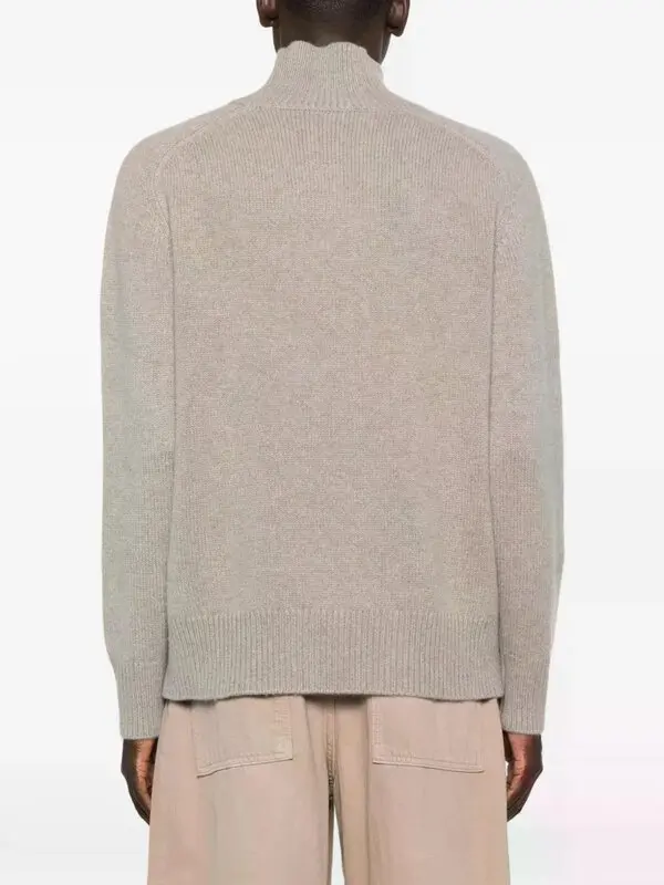 Soft Goat Funnel-neck Sweater - Neutrals