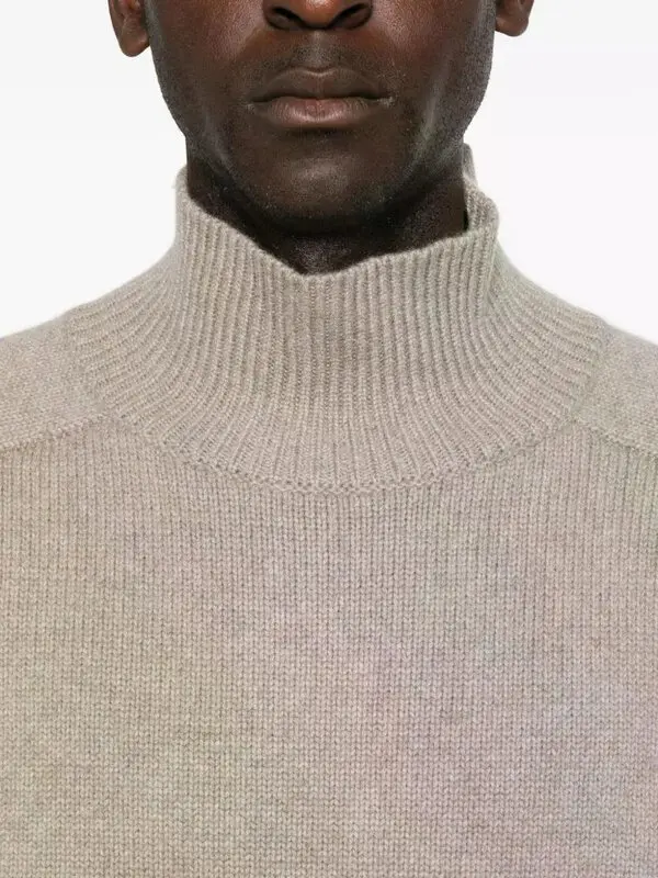 Soft Goat Funnel-neck Sweater - Neutrals