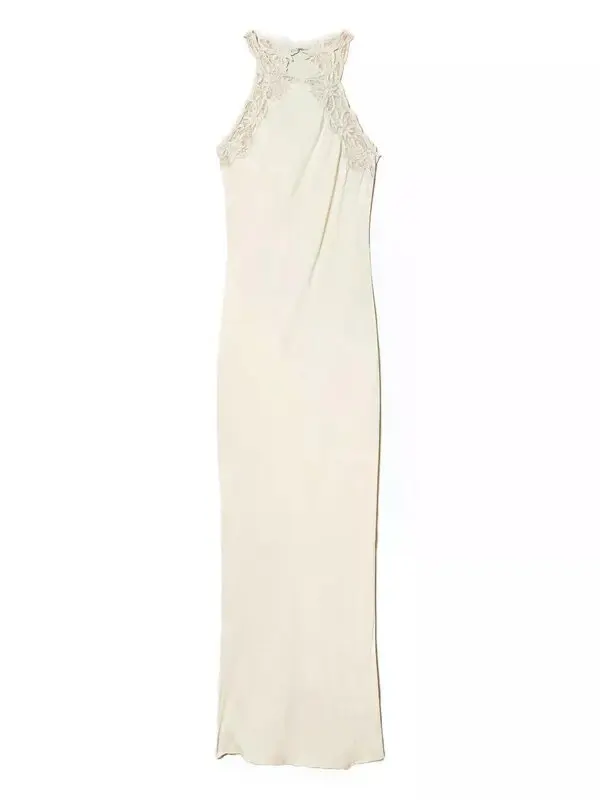 TWINSET Lace-embellished Satin Maxi Dress - White