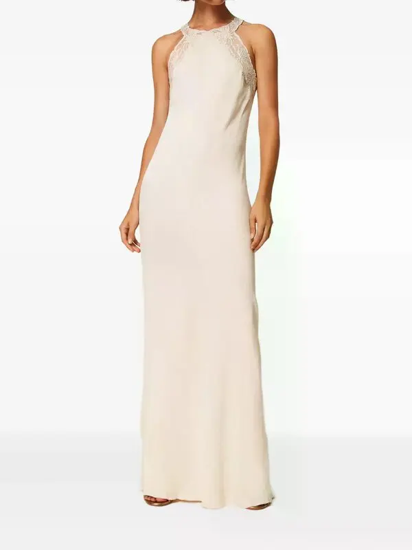 TWINSET Lace-embellished Satin Maxi Dress - White
