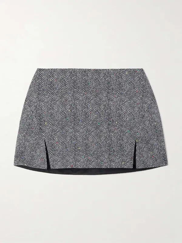 Givenchy Paneled Herringbone Cotton-twill Mini Skirt - Neutral