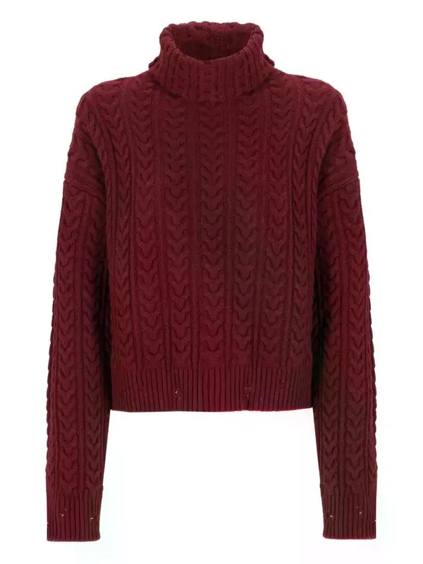 LANEUS Cable-knit Turtleneck Sweater