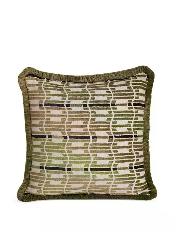 SOHO HOME Erin Geometric-pattern Fringed Cushion - Green
