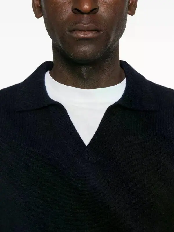 Soft Goat Cashmere Polo Sweater - Blue