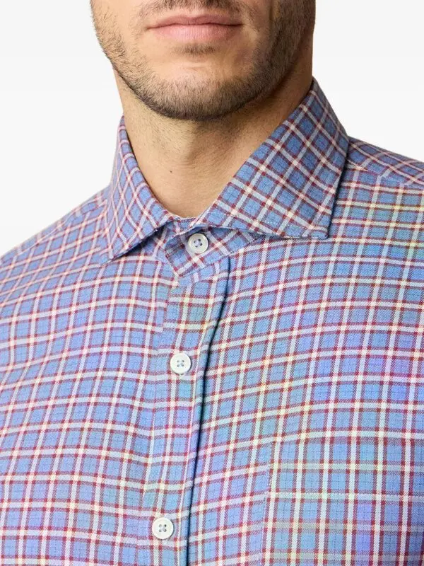 Brooks Brothers Checked Spread-collar Cotton Shirt