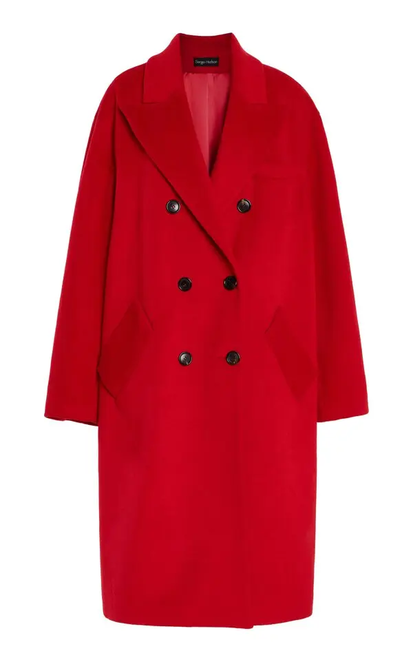 SERGIO HUDSON Oversized Double-breasted Wool-cashmere Coat