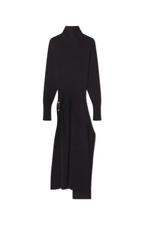 LANVIN Wool And Cashmere High Neck Midi Dress - Black