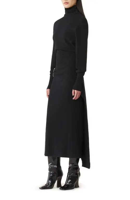 LANVIN Wool And Cashmere High Neck Midi Dress - Black