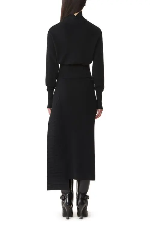 LANVIN Wool And Cashmere High Neck Midi Dress - Black
