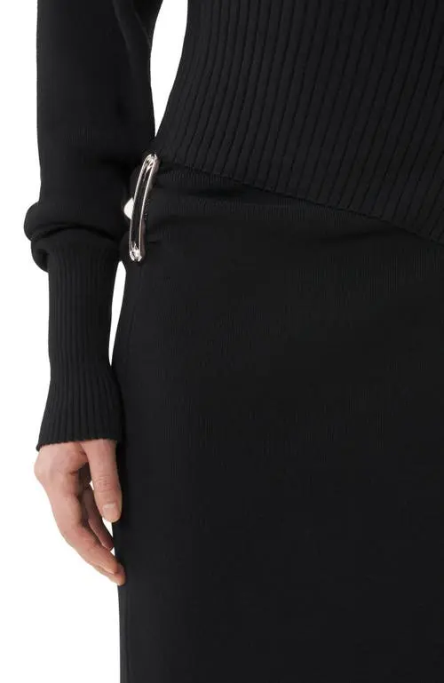 LANVIN Wool And Cashmere High Neck Midi Dress - Black