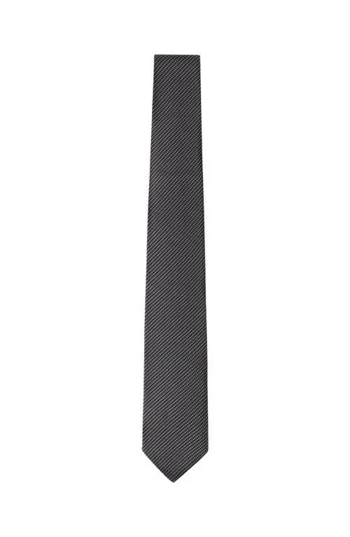 LANVIN Mini Chevron Silk Neck Tie - Black