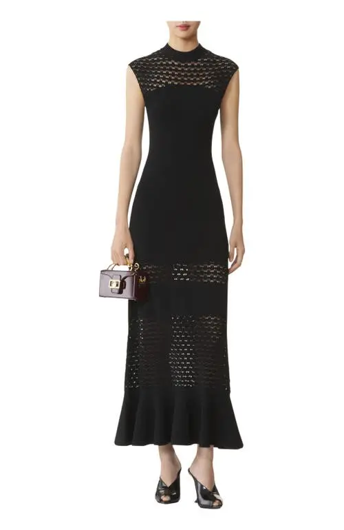 LANVIN Lace Detail Viscose Dress - Black