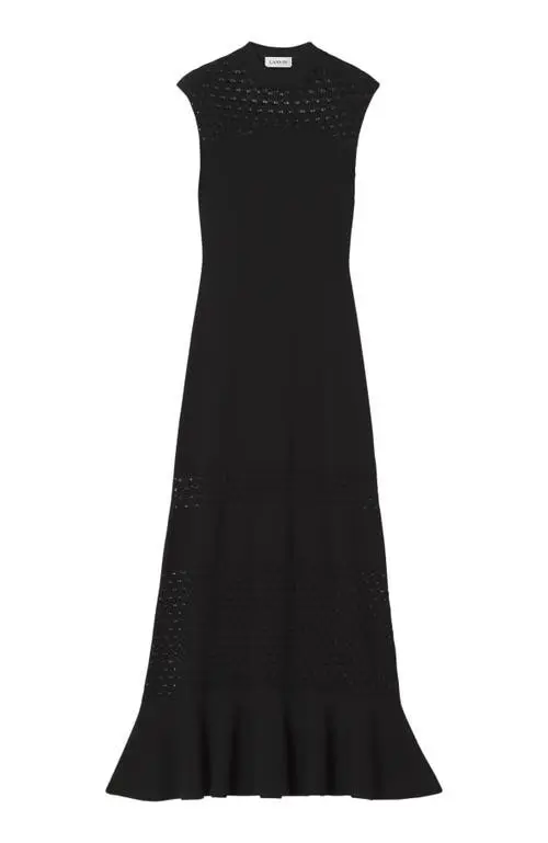 LANVIN Lace Detail Viscose Dress - Black
