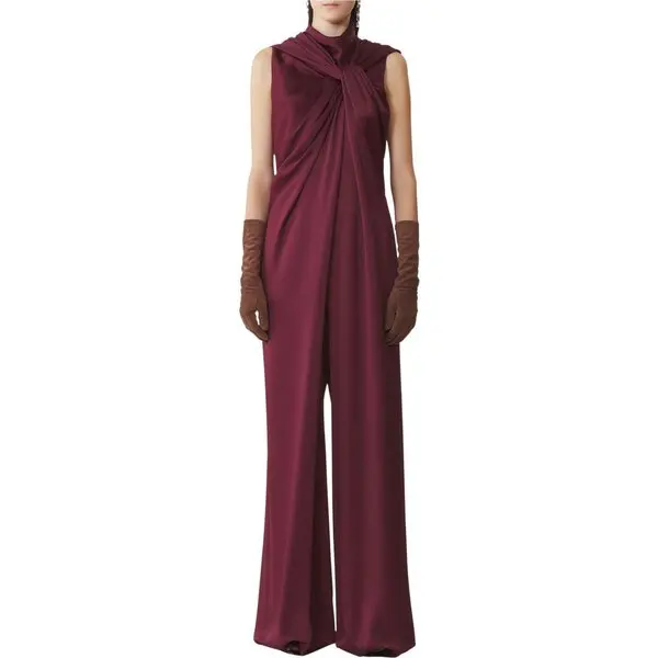 LANVIN Long Satin Jumpsuit With Knot Detail - Bacchus