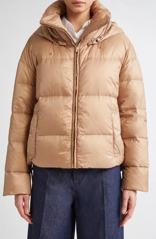 Max Mara Trebi Down Hooded Jacket - Camel