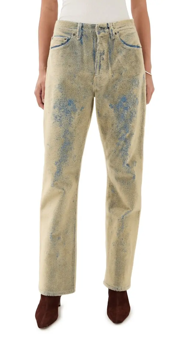 Acne Studios Loose-fit Flocked Denim - Blue/beige