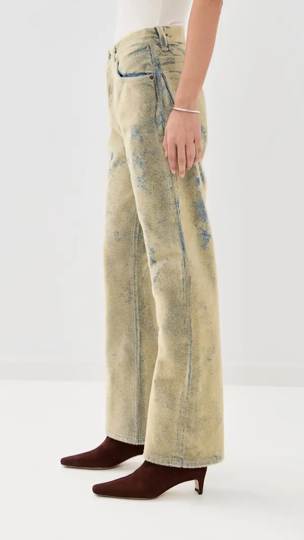 Acne Studios Loose-fit Flocked Denim - Blue/beige