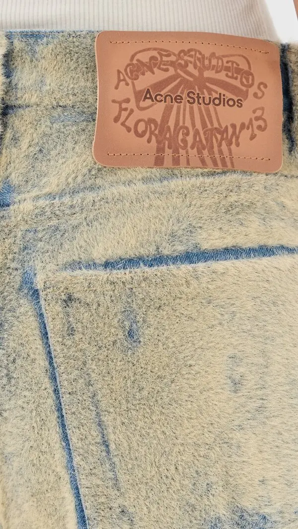 Acne Studios Loose-fit Flocked Denim - Blue/beige