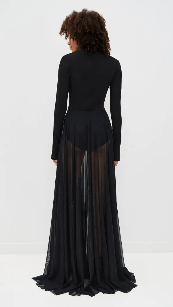 Norma Kamali Long Sleeve Turtleneck Flared Gown