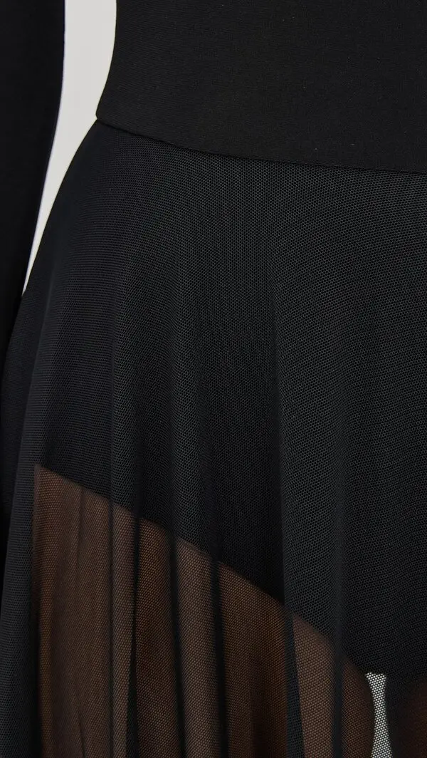 Norma Kamali Long Sleeve Turtleneck Flared Gown