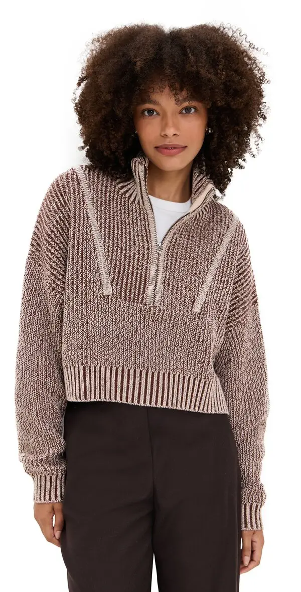 Staud Cropped Hampton Sweater - Bisque
