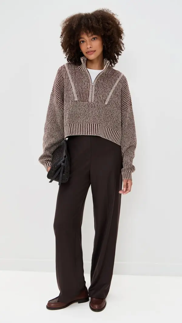 Staud Cropped Hampton Sweater - Bisque