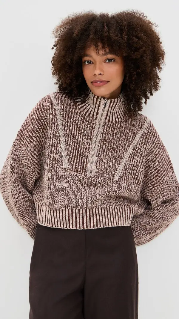 Staud Cropped Hampton Sweater - Bisque