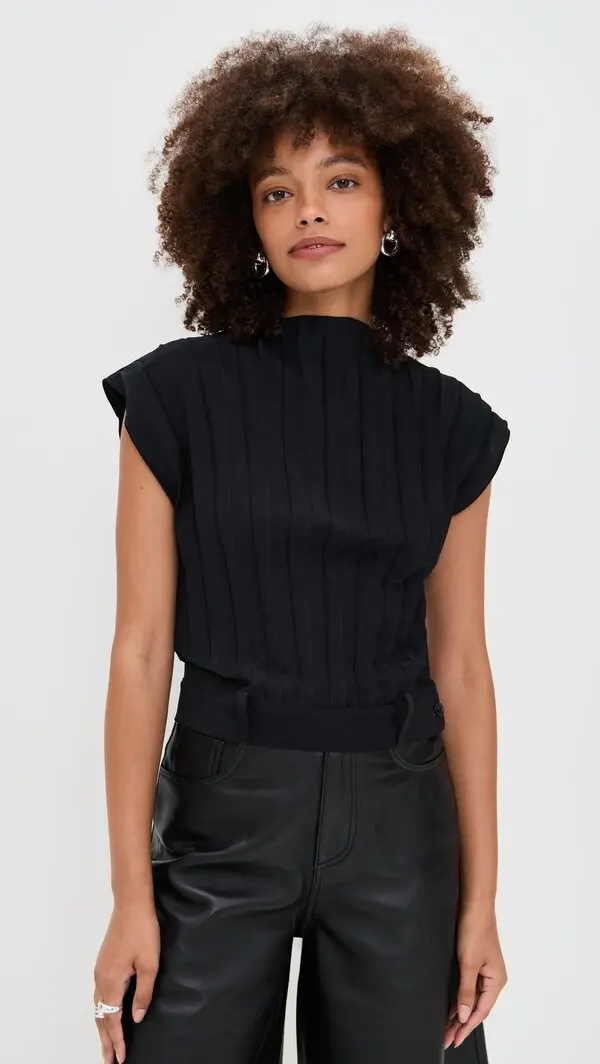MAISON MARGIELA Pleated Cap Sleeve Top