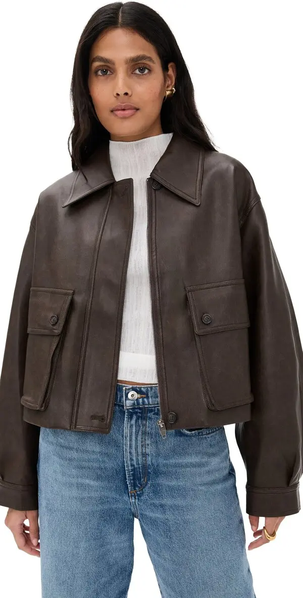 Pixie Market Patch Pocket Faux Leather Jacket