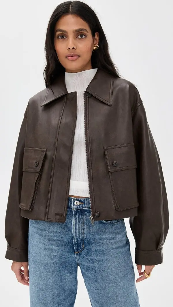 Pixie Market Patch Pocket Faux Leather Jacket
