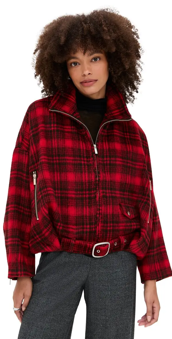 MEIMEIJ Checkered Oversized Blouson Bomber