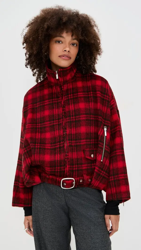 MEIMEIJ Checkered Oversized Blouson Bomber