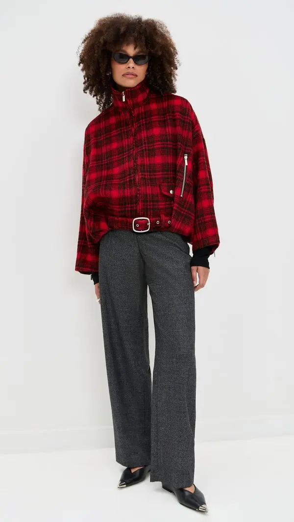 MEIMEIJ Checkered Oversized Blouson Bomber