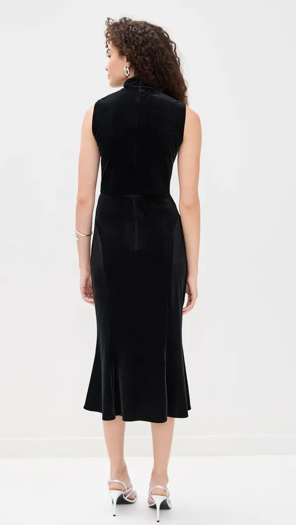 Shoshanna Audrey Velvet Mock Neck Sleeveless Dress
